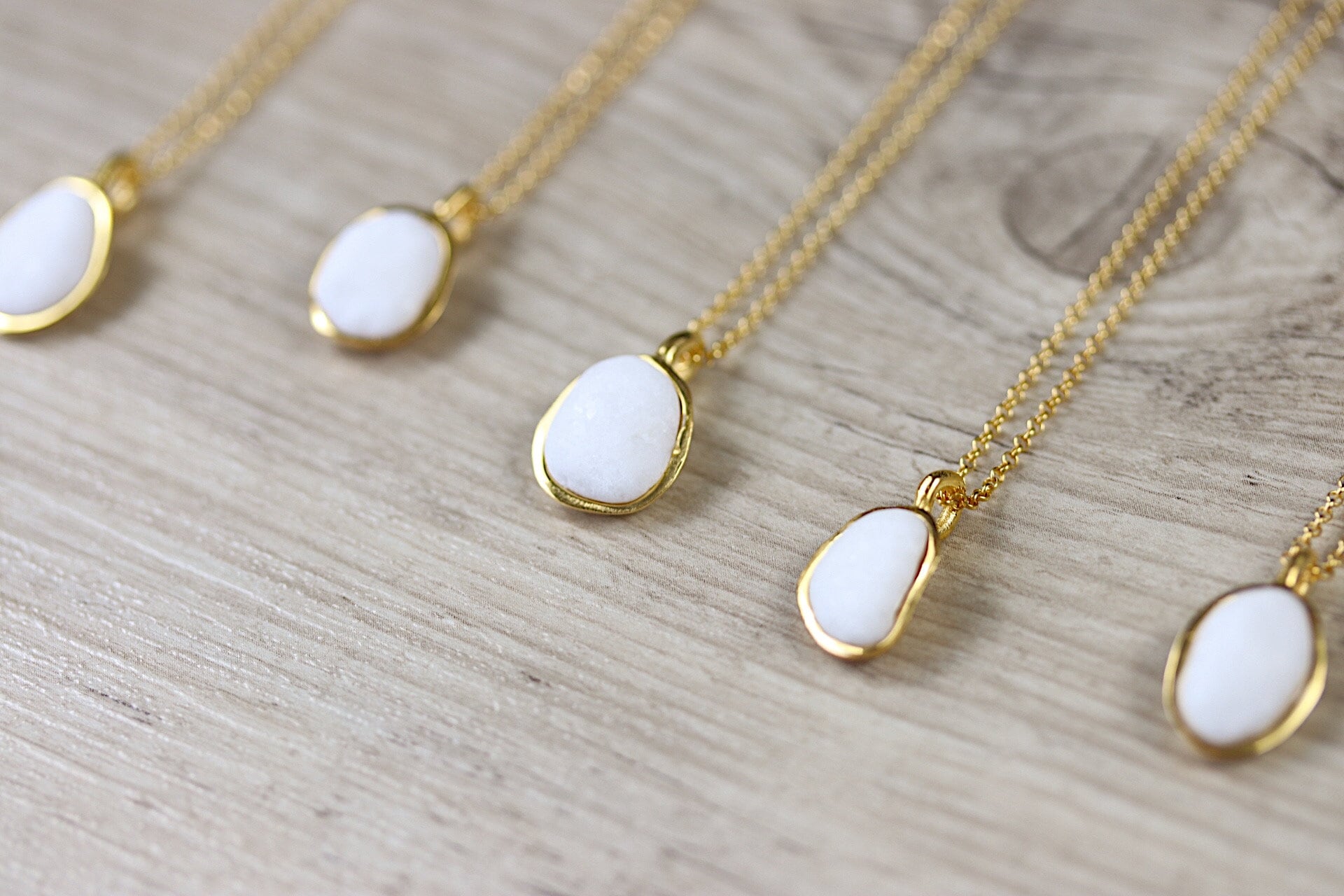 Marble Pebble Pendant Necklace |white Pebble |silver | Eco ...