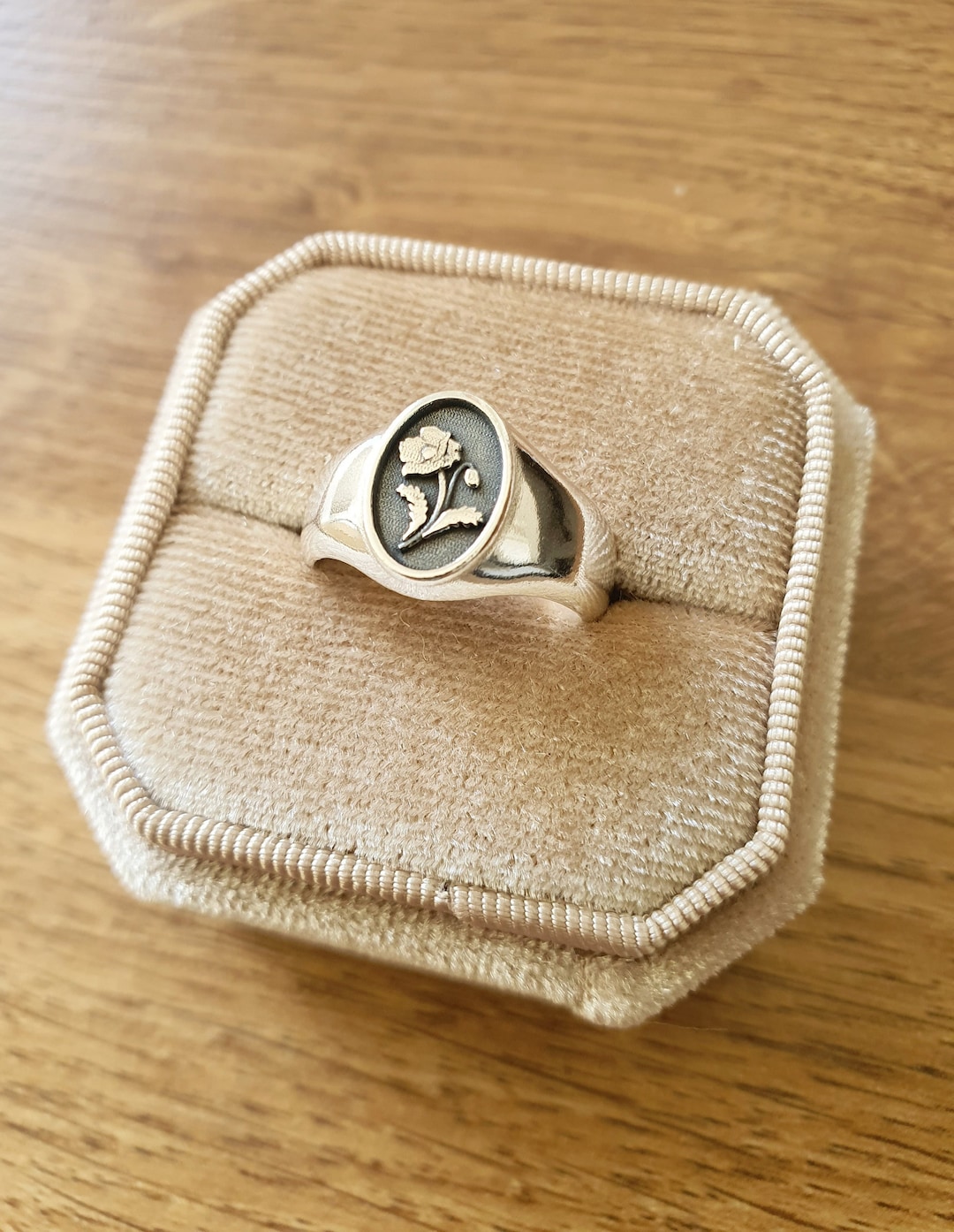 Sterling Silver Birth Flower Signet Ring | Mother's Ring | Family Ring ...