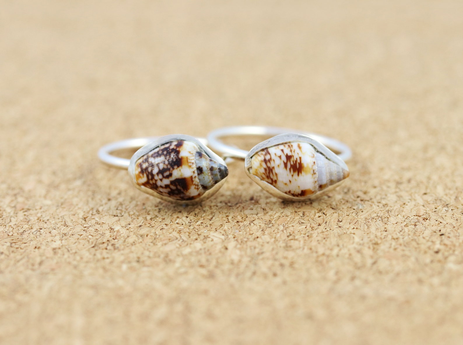 Sterling Silver Natural Sea Shell Ring bohemian Ring boho - Etsy