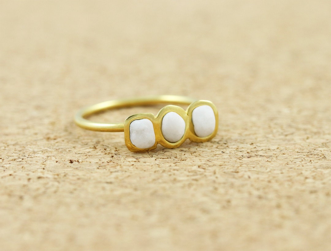 Gold Vermeil Marble Pebble Ringeternity Ringmulti Stone Ring eco ...