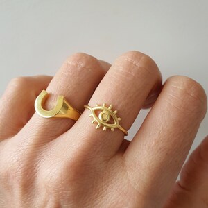 Sterling Silver Evil Eye Ring | Dainty Eye Ring | Protection Ring ...