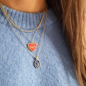 Gold Vermeil Eros Heart Charm Necklace | Love Pendant Necklace | Red ...