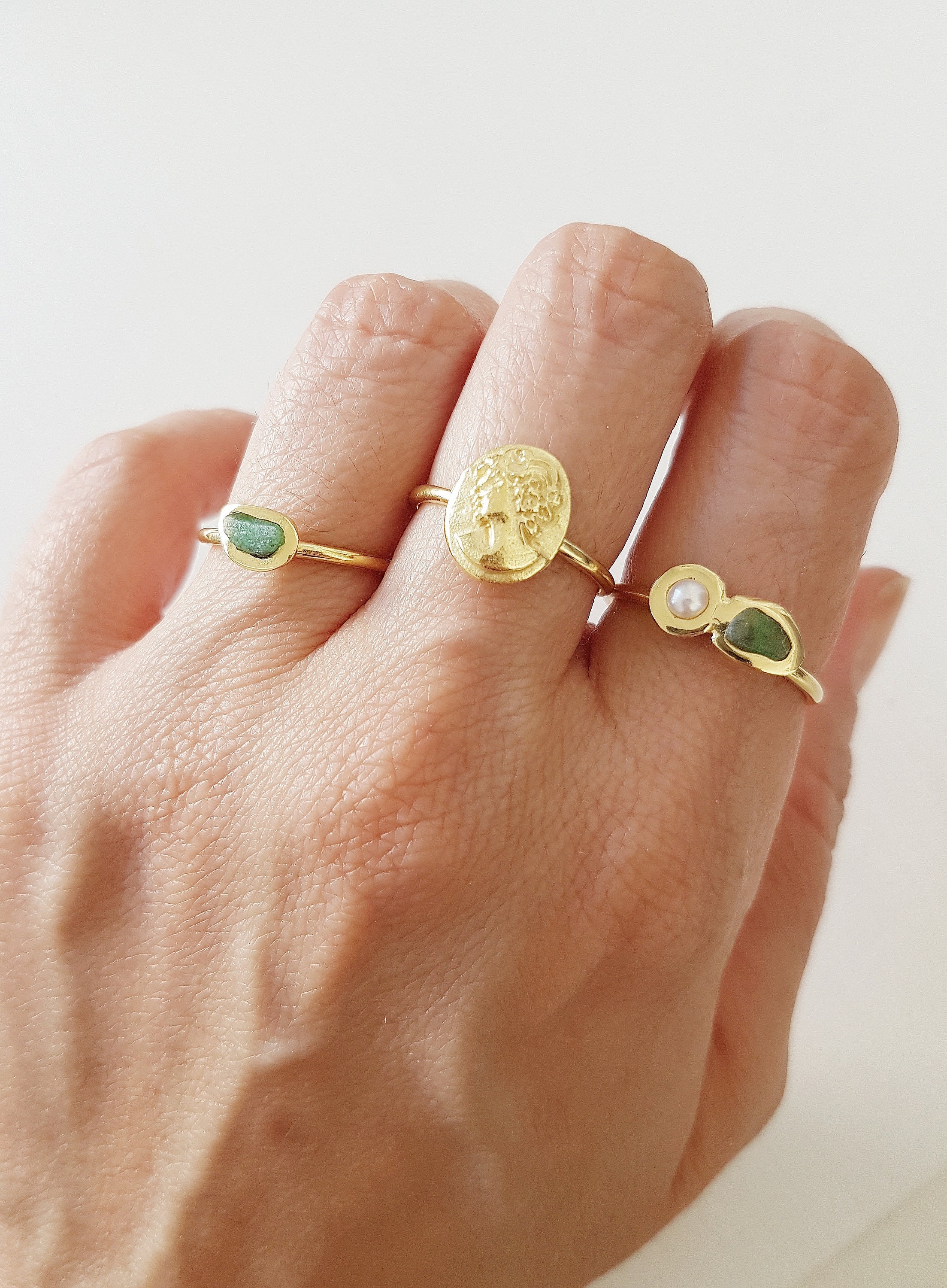 Sterling Silver Cameo Ring Coin Ring bohemian Chic Ring - Etsy