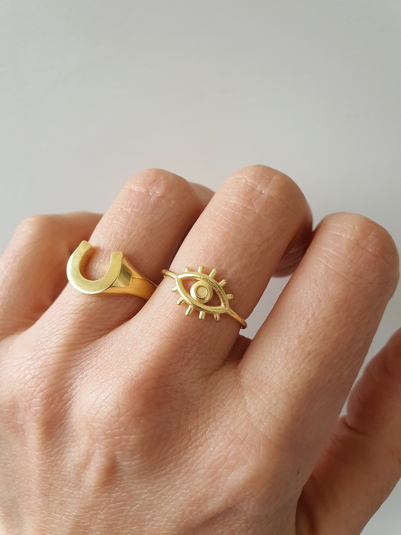 Sterling Silver Horseshoe Signet Ring, Good Luck Ring ,lucky Charm Ring ,u-shaped Ring ,c-shaped ...