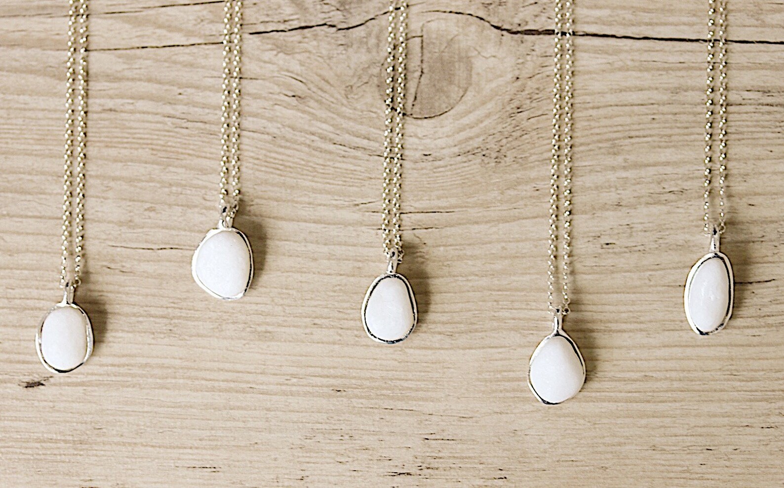 Marble Pebble Pendant Necklace |white Pebble |silver | Eco ...