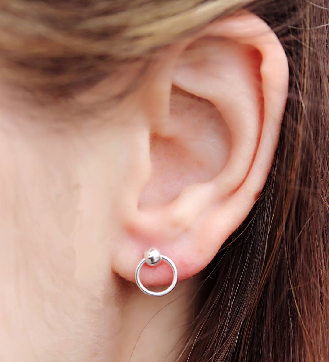 Sterling Silver Small Lock Earringsopen Circle Studsround ...