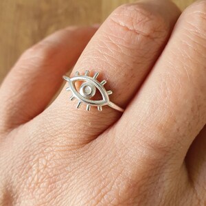 Sterling Silver Evil Eye Ring | Dainty Eye Ring | Protection Ring ...