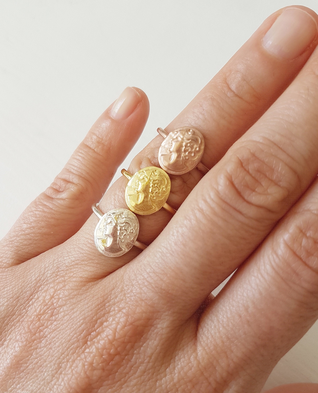 Sterling Silver Cameo Ring | Coin Ring |bohemian Chic Ring |vintage ...