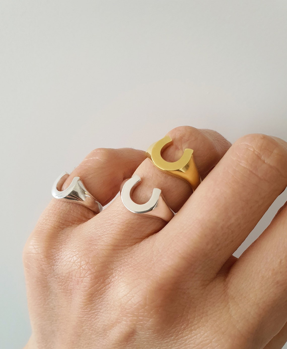 Sterling Silver Horseshoe Signet Ring Good Luck Ring lucky - Etsy