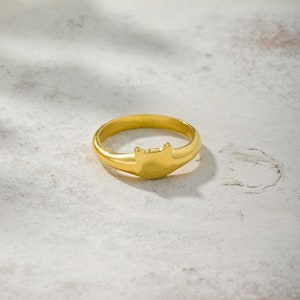 Sterling Silver Cat Signet Ring , Cat Lover Ring , Crazy Cat Lady Ring ...