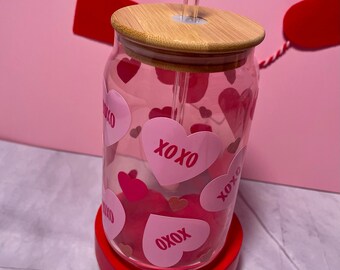 XOXO Glass Can Iced Coffee Cup Soda Glass Valentine's Day - Etsy
