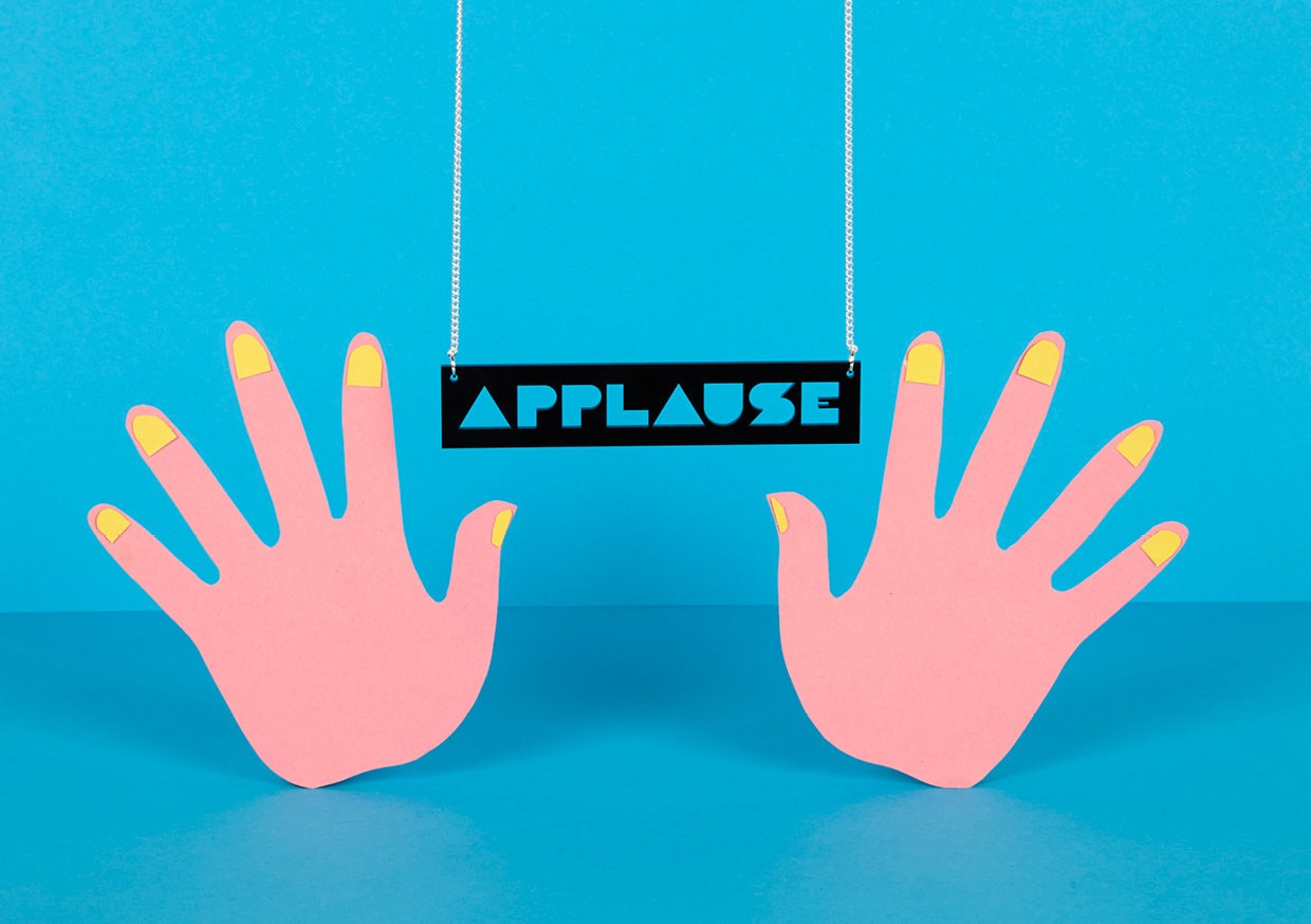 APPLAUSE Typographic Black Acrylic Statement Necklace - Etsy UK