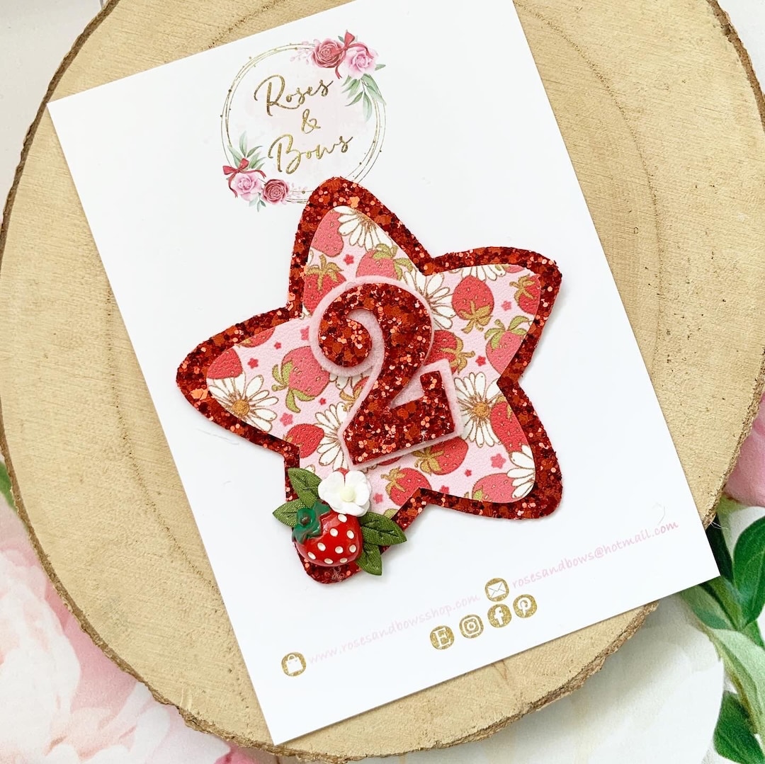Birthday Badge - Strawberry Birthday Badge - Glitter Birthday Badge ...