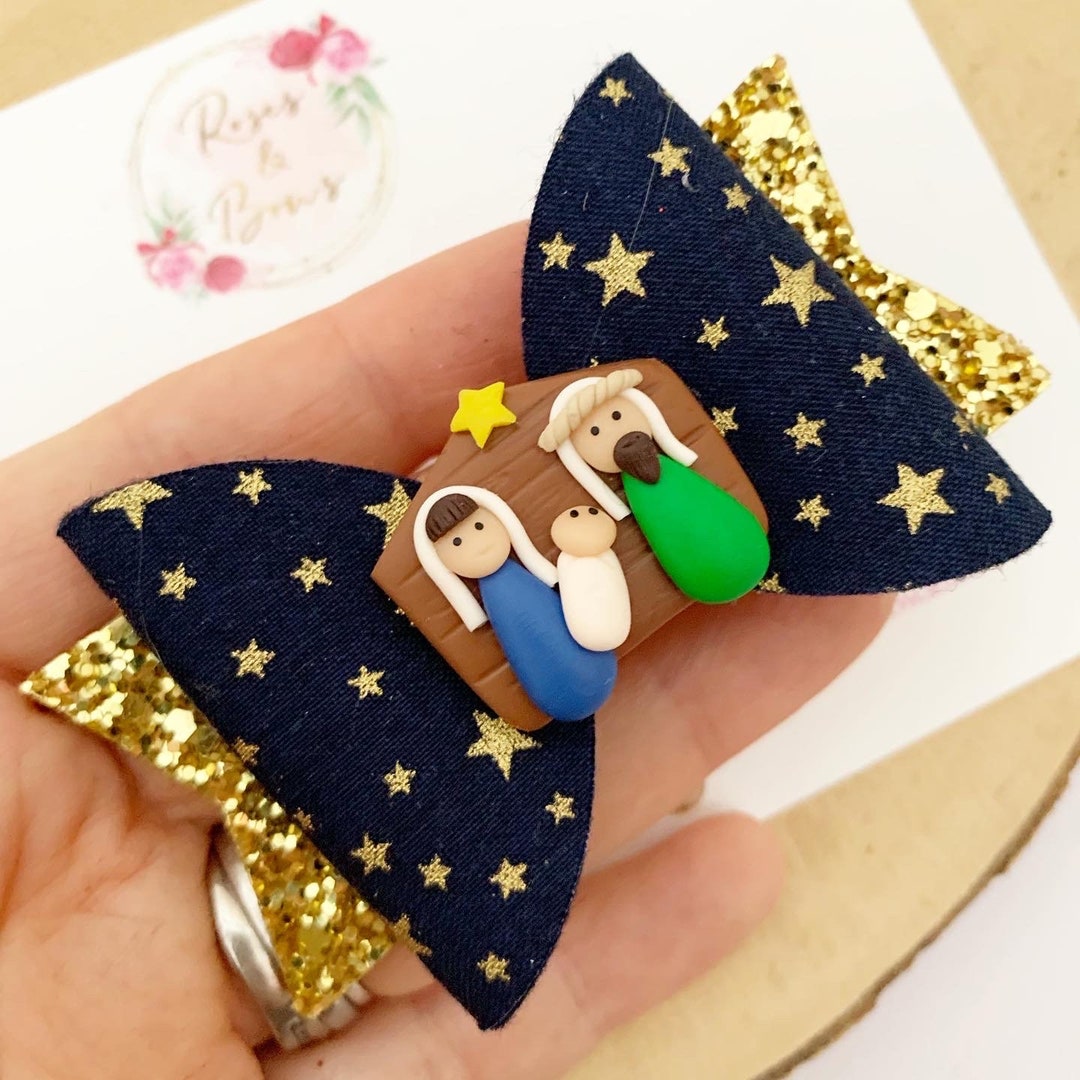 Christmas Hair Bow - Nativity Hair Bow - Jesus Headband - Hair Bow ...