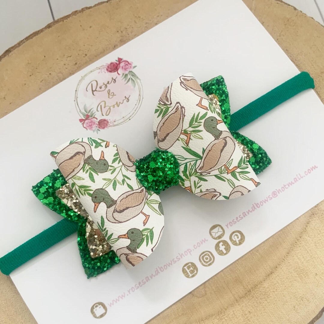 Duck Hair Bow Glitter Hair Bow Feed the Ducks Hair Bow Clip of Headband ...