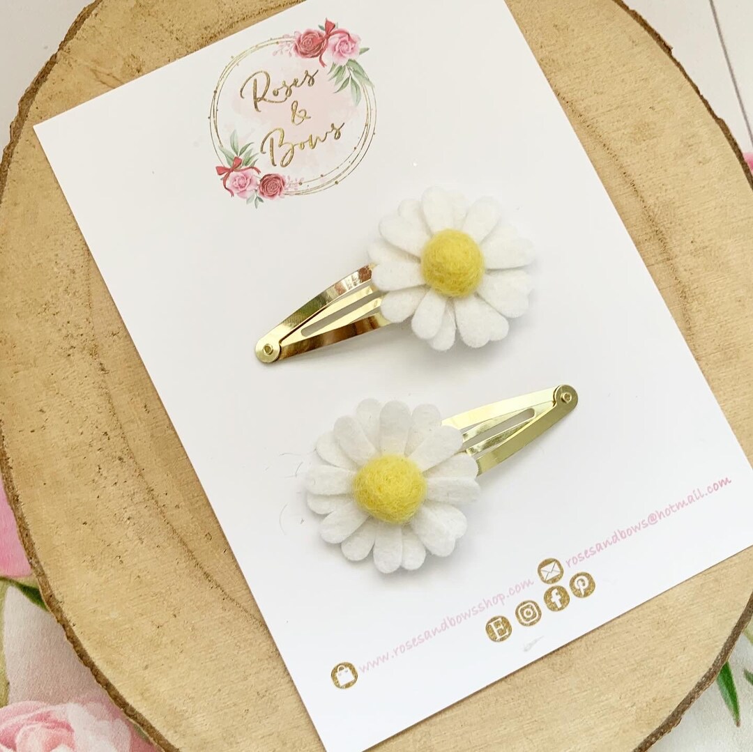 Daisy Snap Clip - Felt Snap Clip - Gils Hair Clip - Daisy Hair Clip - Etsy