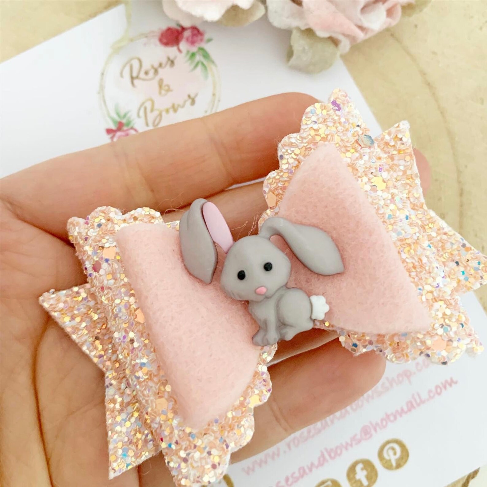 Bunny Hair Bow Bunny Hair Bow Bunny Headband Headband | Etsy