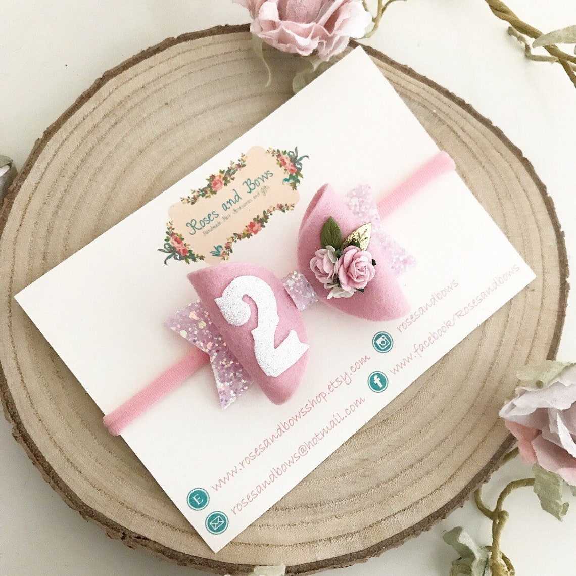 Birthday Hair Bow First Birthday Pink Bow Headband Glitter - Etsy