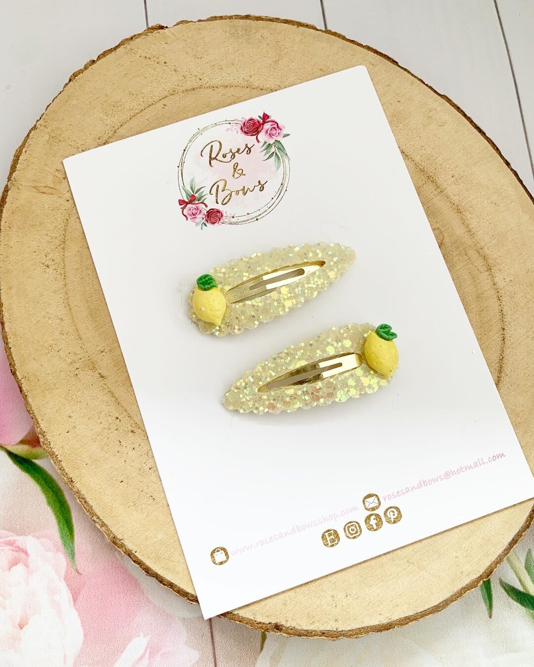 Lemon Hair Clips - Lemon Snap Set - Hair Clips - Scalloped Snap Clip ...