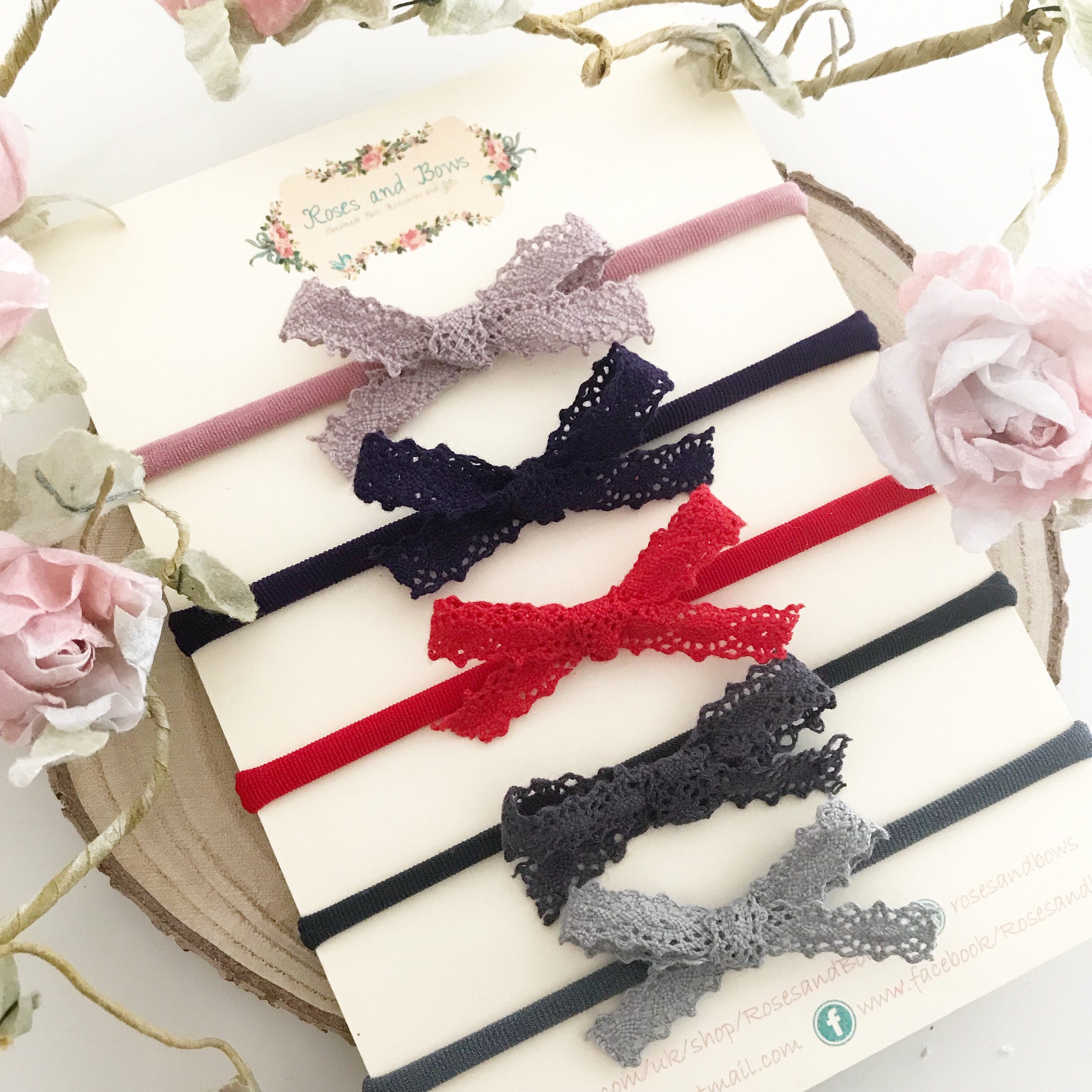 Lace Crochet Small Hand Tied Bow Hand Tied Floral Bow Lace | Etsy