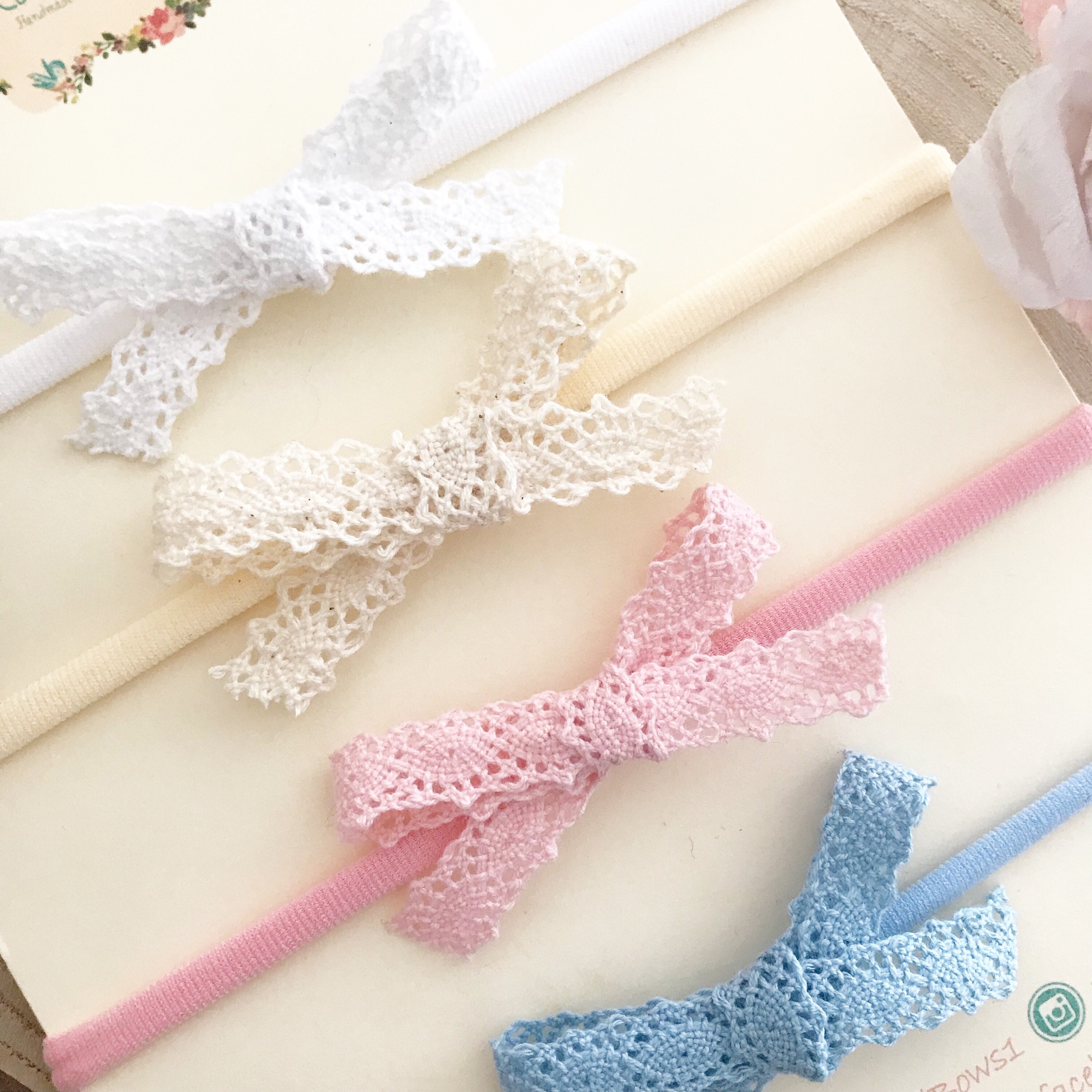 Lace Crochet Small Hand Tied Bow Hand Tied Floral Bow Lace | Etsy