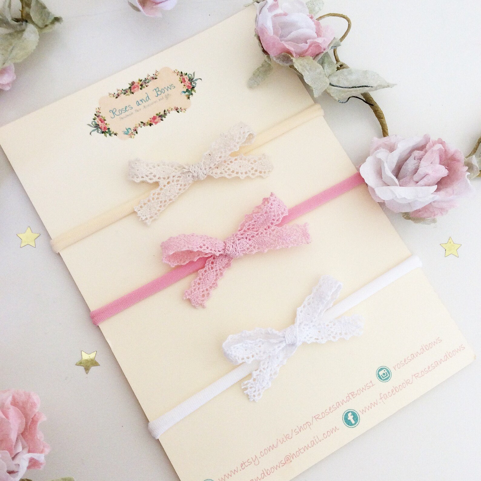 Lace Crochet Small Hand Tied Bow - Hand Tied Floral Bow - Lace Bow ...
