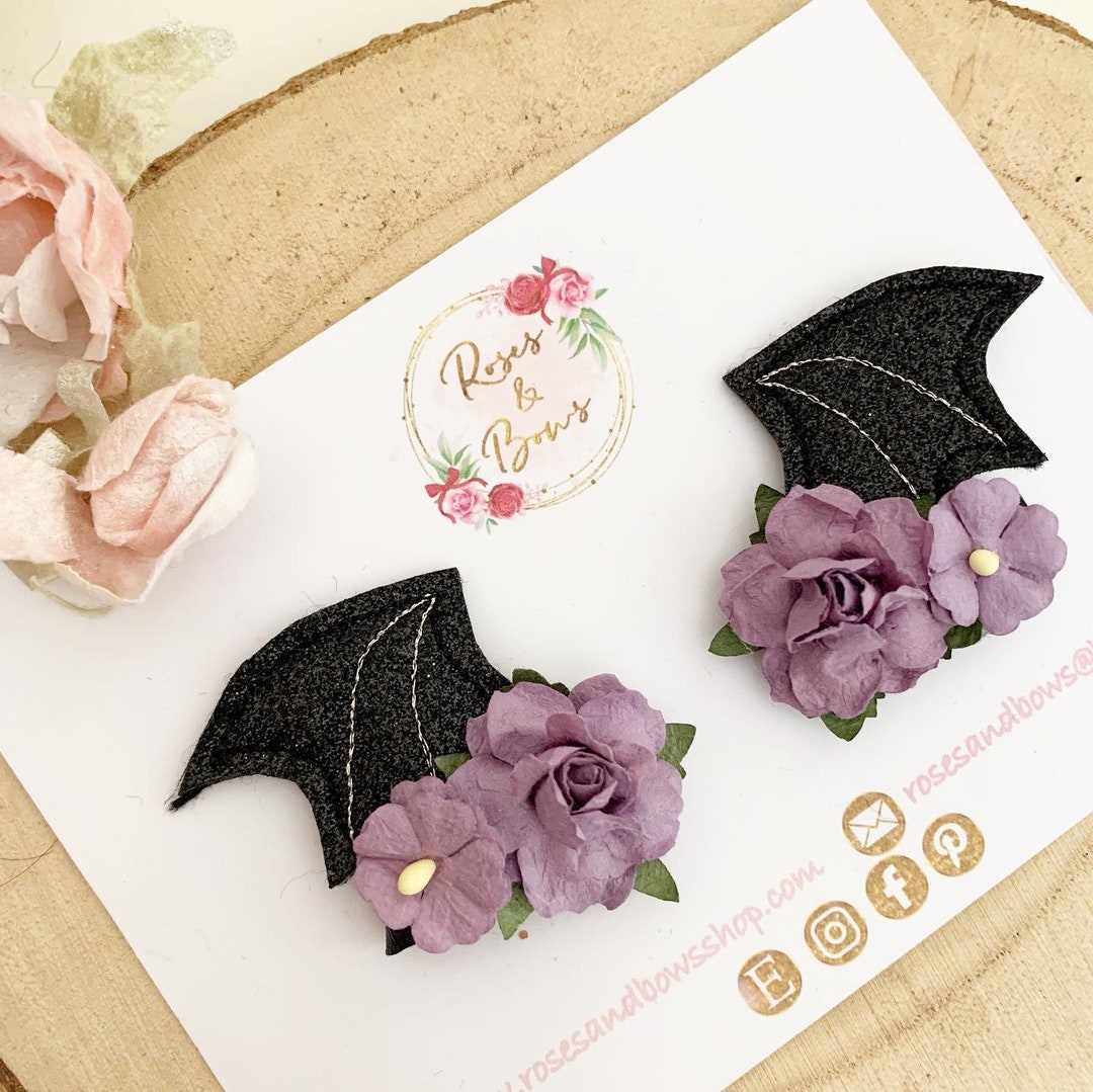 Bat Wings Bat Wing Clips Bat Wing Piggies Halloween Pigtail Clips Hair ...