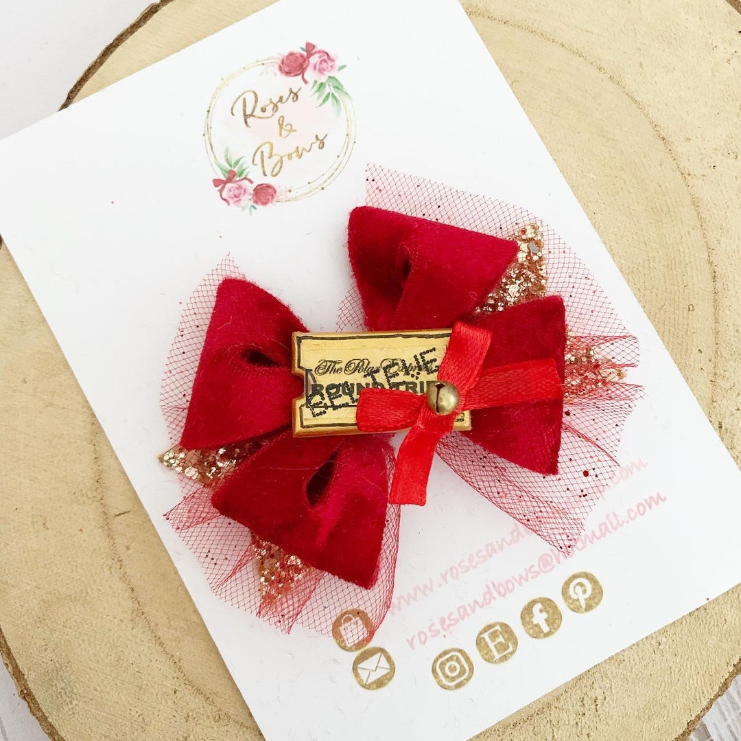 Red Christmas Train Ticket Hair Bow Headband Train Bow - Etsy