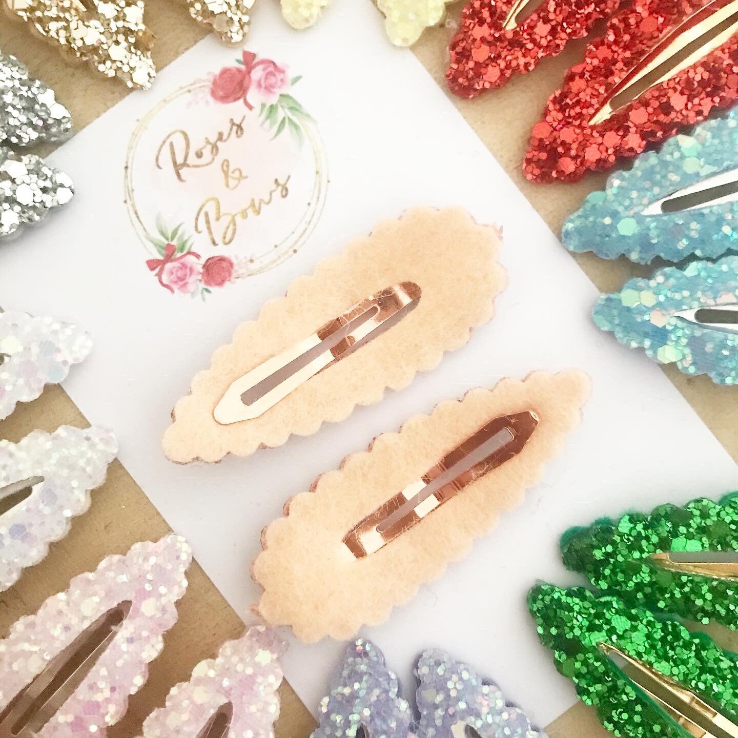 Glitter Scalloped Snap Clip Set - Pair of Snap Clips - Sparkly Hair ...