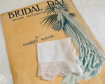 Vintage Ladies Flouncy Ecru Bridal Handkerchief Lace 1920s Wedding ...