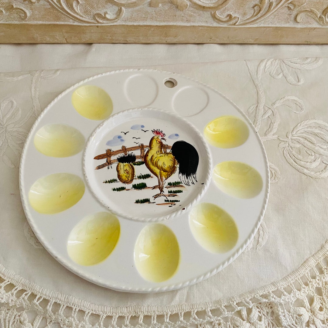 Vintage Porcelain Deviled Egg Server - Etsy
