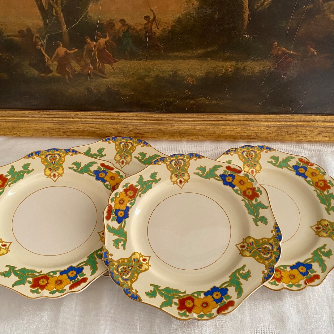 Rare 1930s Vintage John Haddock & Sons Minerva Dinner Plates Set of 4 ...