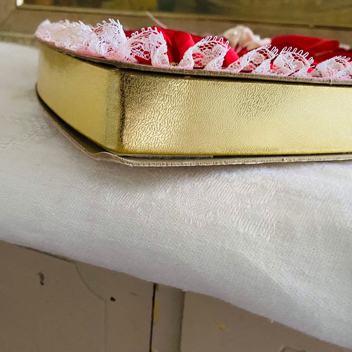 Large Vintage Valentine Heart Candy Box Red Satin and Flowers - Etsy