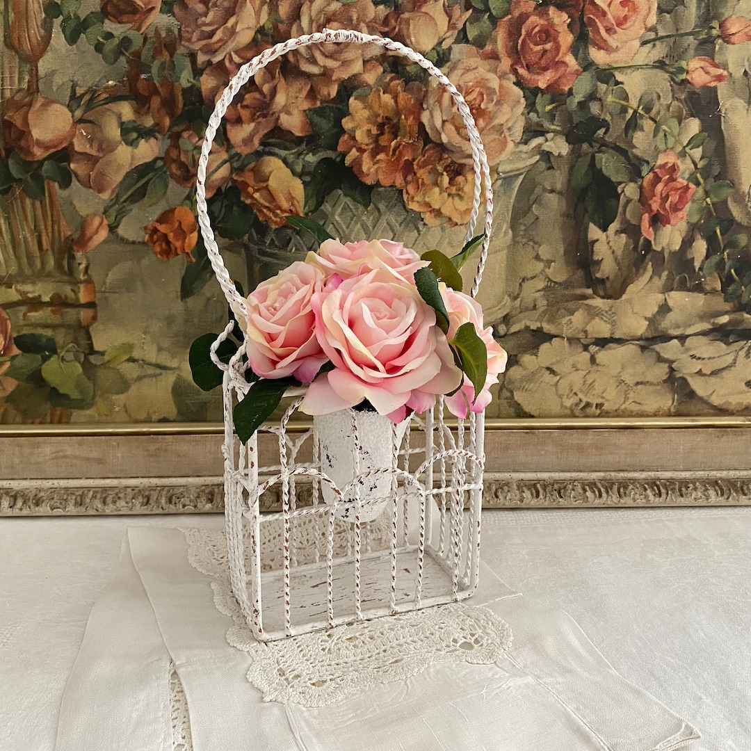 Vintage Chippy White Metal Container Shabby Cottage - Etsy