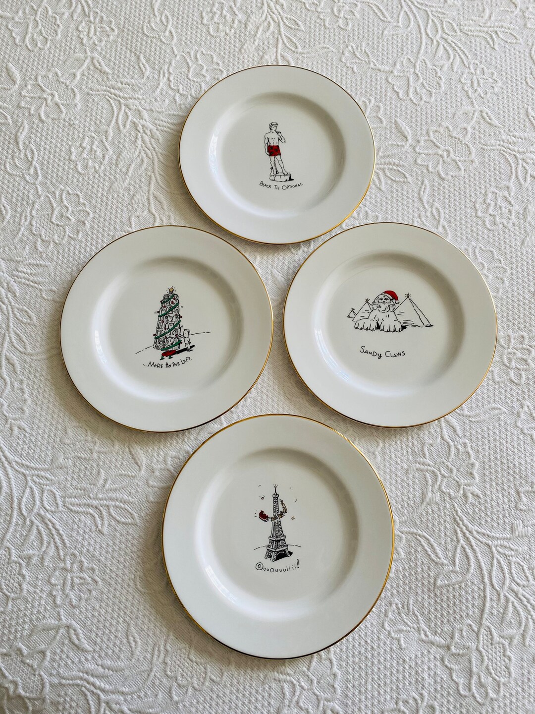 Vintage Merry Masterpiece Porcelain Plates Set of 4 - Etsy