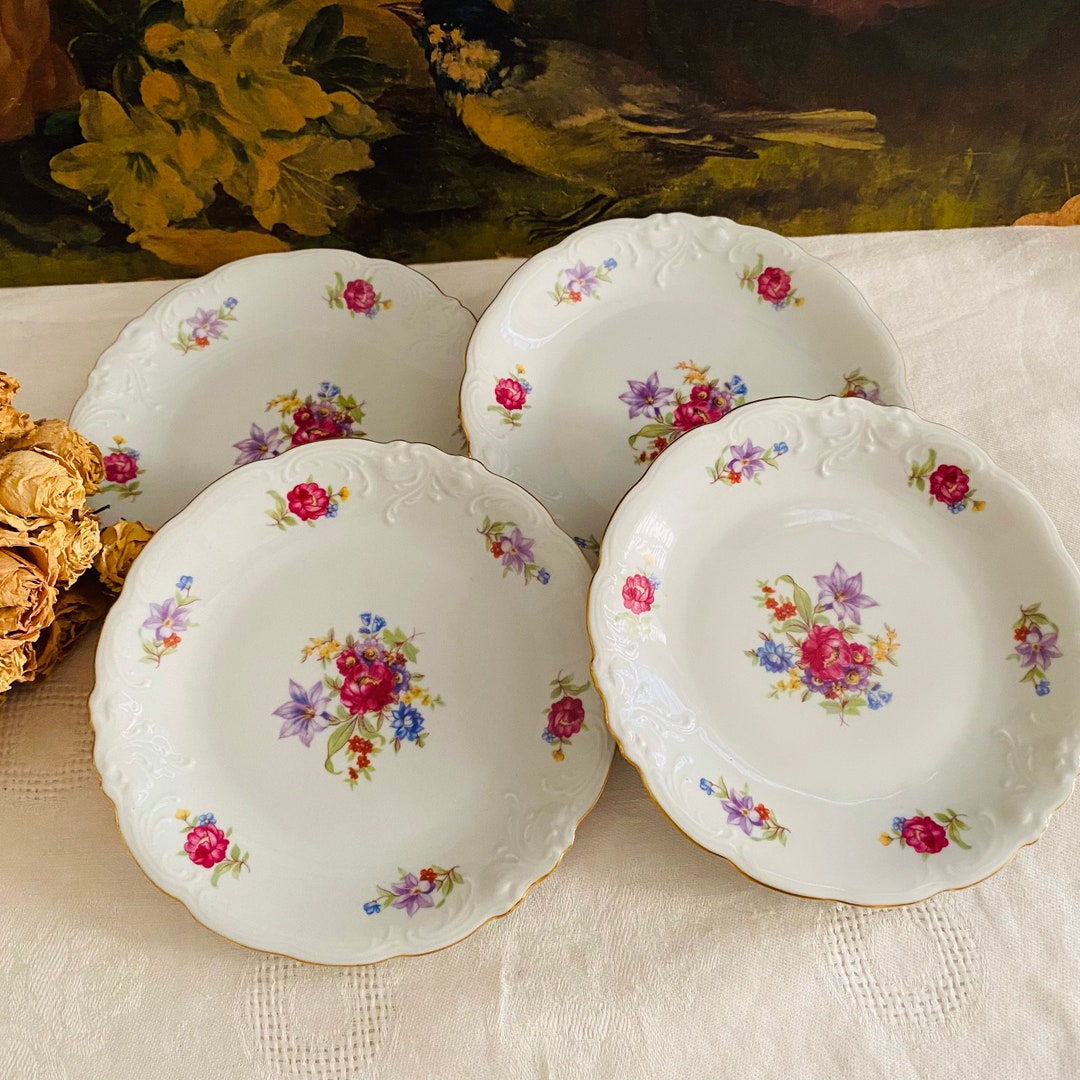 Waswel Poland Porcelain Salad Plates - Set of 4 Floral Bone China - Etsy