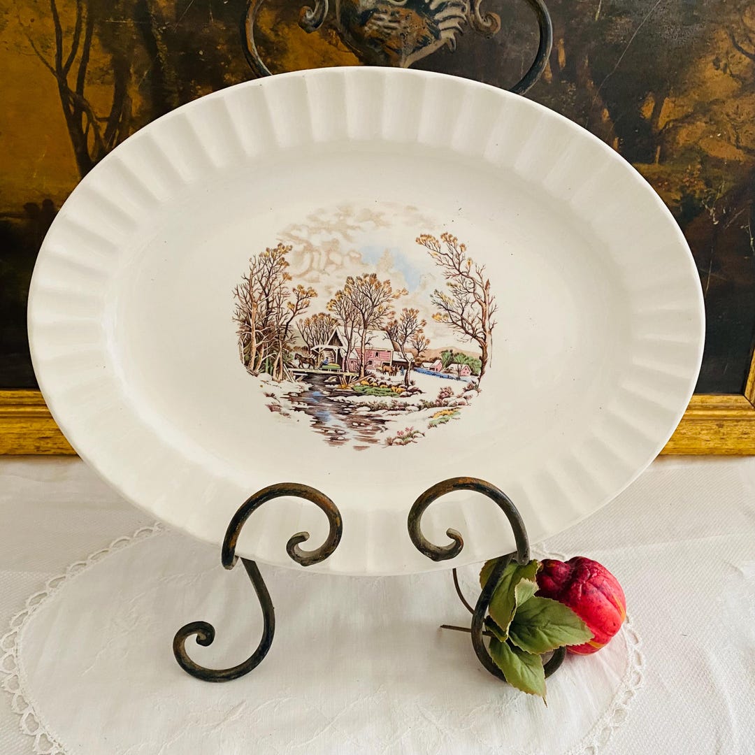 Vintage Porcelain Platter by Edwin Knowles Made in USA - Etsy