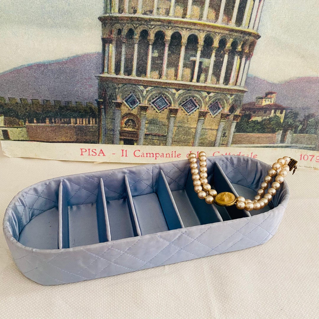 Vintage Blue Satin Quilted Hosiery Holder: Hollywood Glamour Storage - Etsy