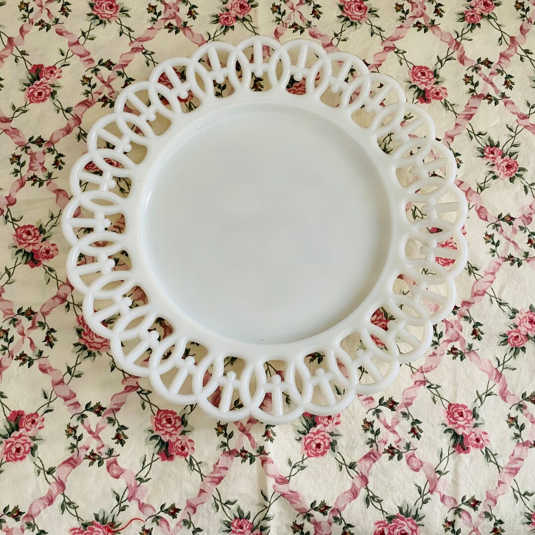 Vintage Milk Glass Lace Edge Plate - Etsy