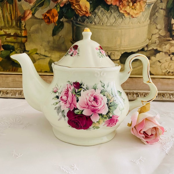 Pink Rose Teapot - Etsy