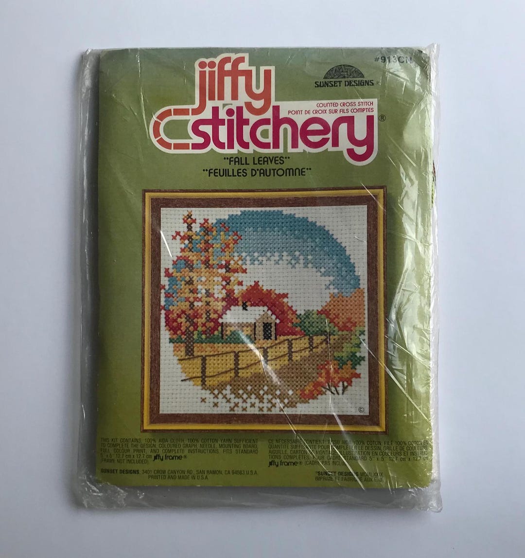 Vintage Jiffy Stitchery Cross Stitch Kit « fall Leaves » From 1979 ...