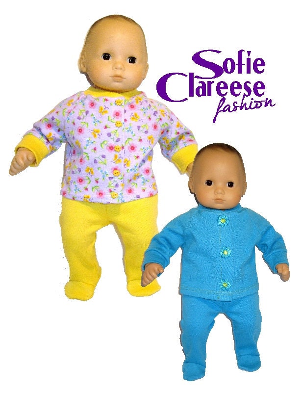 15 Inch Baby Doll Clothes Pattern – Sofie’s Cardigan Top & Footed Pants ...