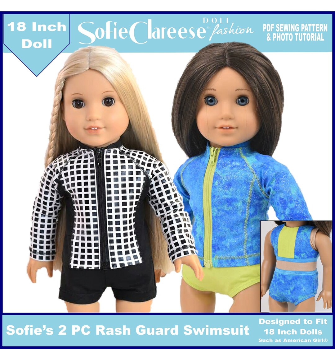 18 Inch Doll Clothes Pattern-sofie's Rash Guard Swim Set-digital PDF by ...