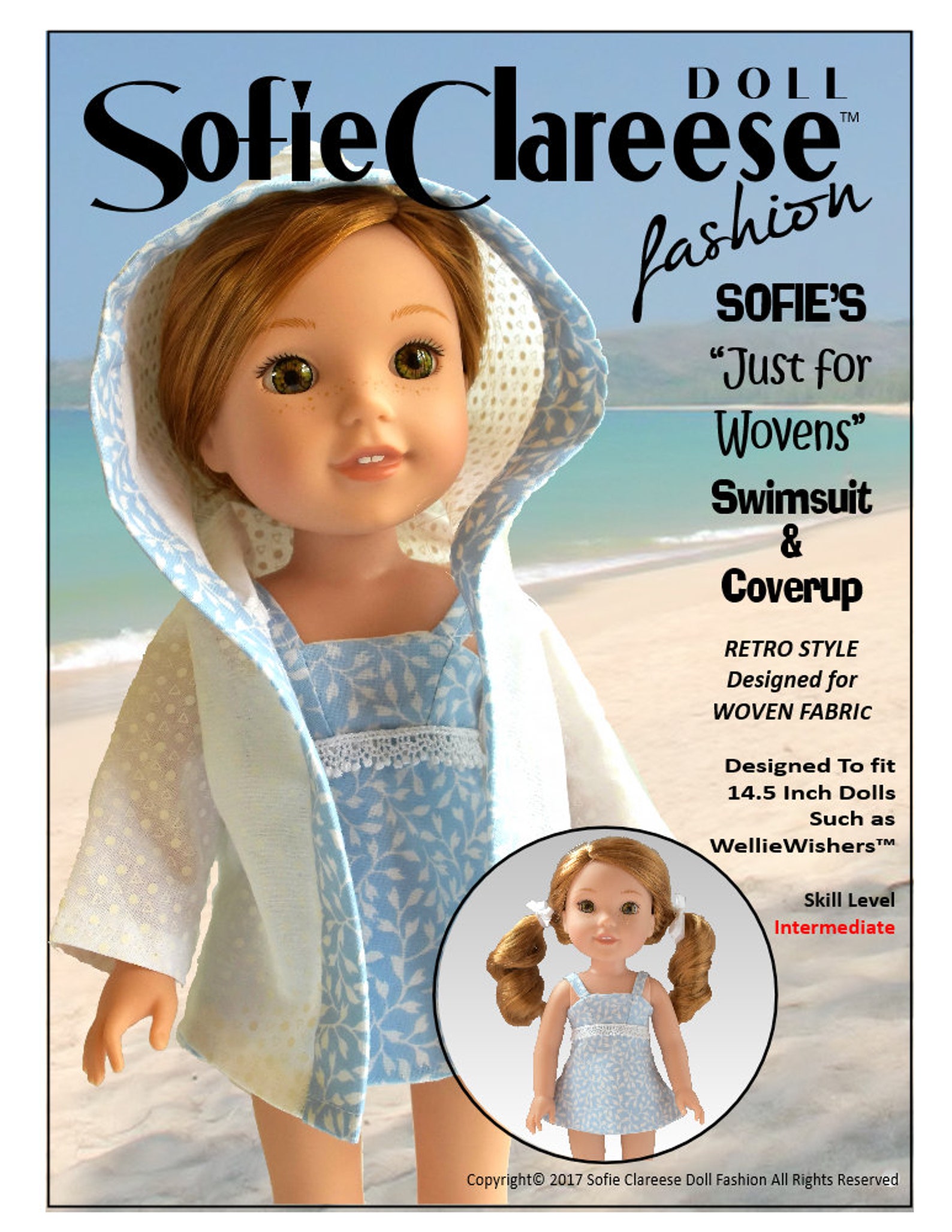 14.5 Inch Doll Clothes Pattern-sofie's Retro Swimsuit & Cover Up ...