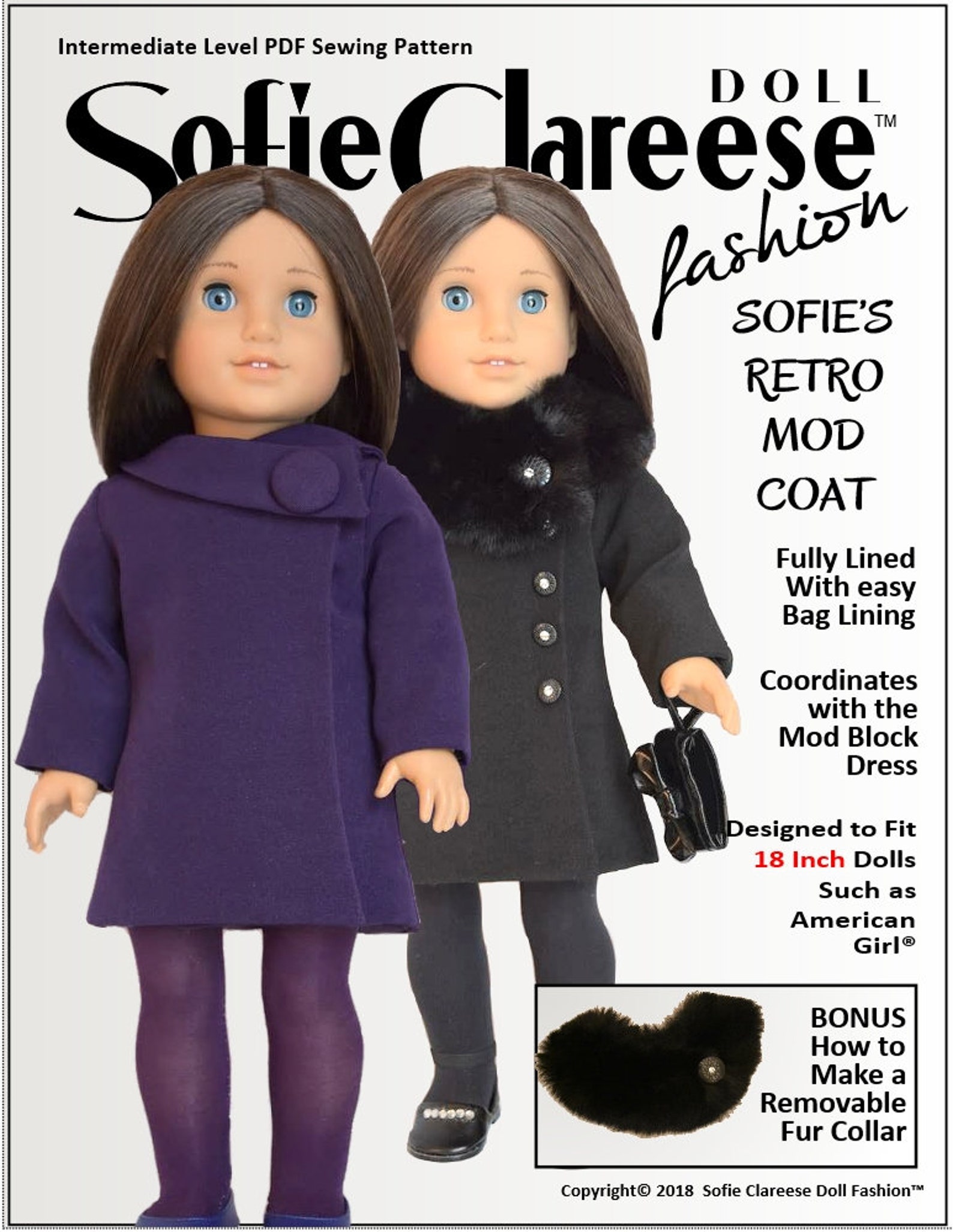 18 Inch Doll Clothes Sewing Pattern-retro Mod Coat-digital PDF by Sofie ...