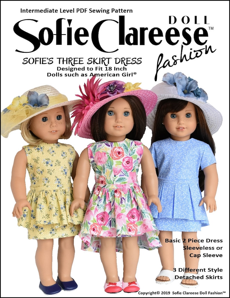 18 Inch Doll Clothes Sewing Pattern -three Skirt Dress-digital PDF by ...
