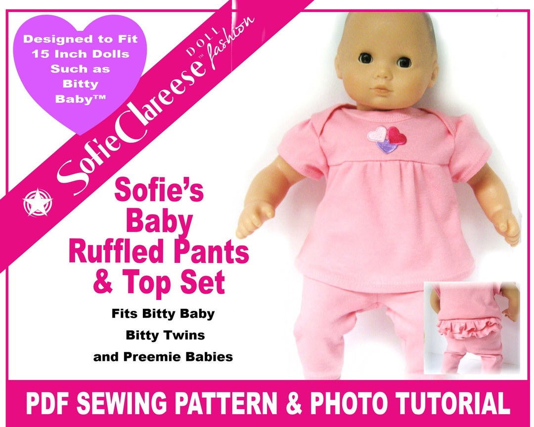 15 Inch Baby Doll Clothes Pattern Sofies Ruffled Pants & Top Set Digital PDF by Sofie Clareese ...