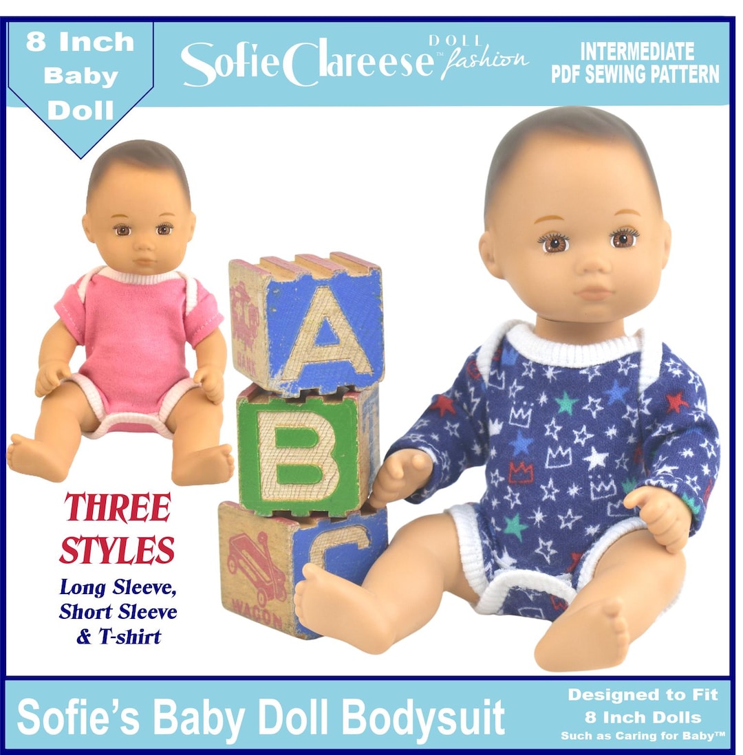 8 Inch Baby Doll Bodysuit Pattern-realistic Envelope Neck-designed to ...