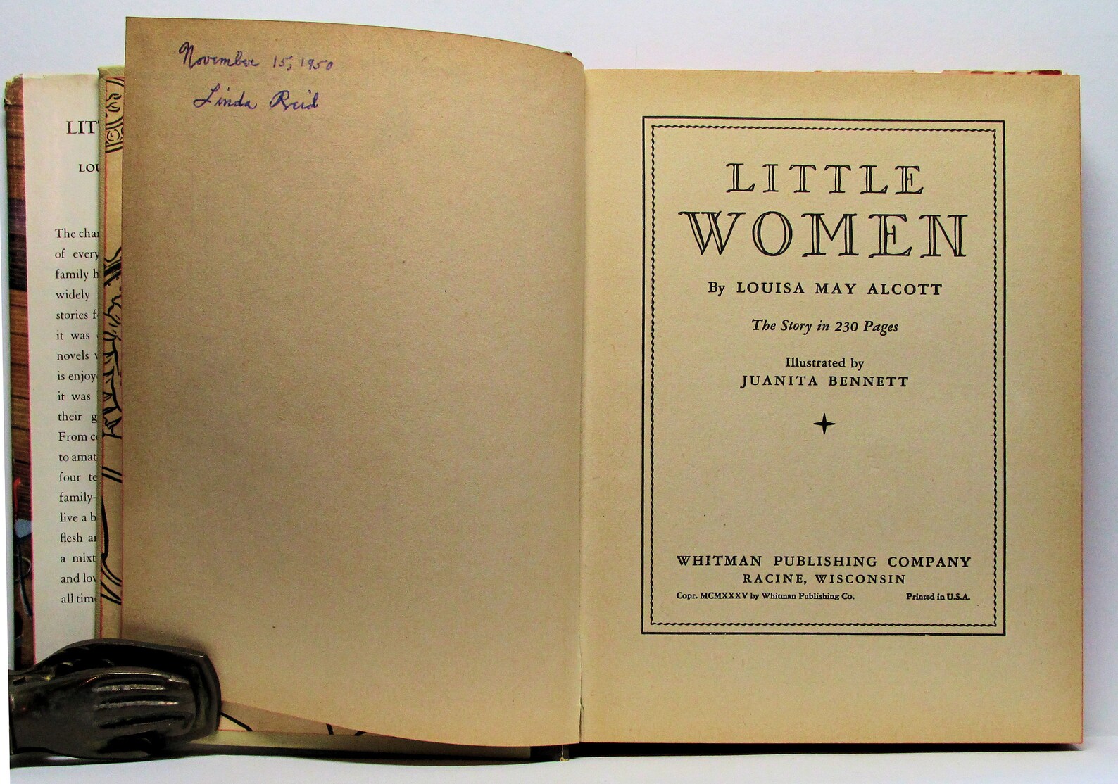 1935 LITTLE WOMEN the Story in 230 Pages Louisa May Alcott (w/jacket ...