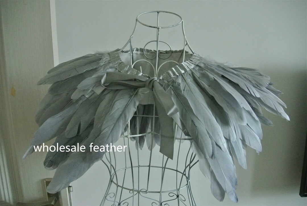 Gray Feather Cape Feather Jacket Feather Shawl Goose Feather Cape ...
